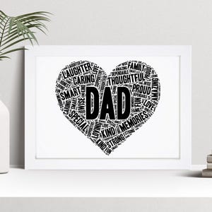 Personalised Dad Word Art Print, Fathers Day Gift, Custom Wall Art ...