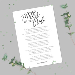 Personalised Mother of the Bride Poem Print - Wedding Day Keepsake ...