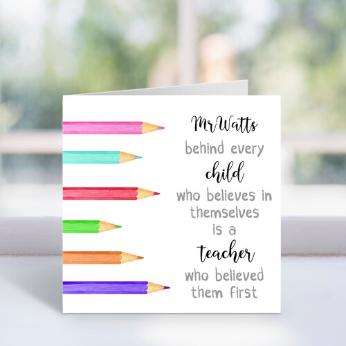 Personalised Thank You Card End of Year Teacher Pre School | Etsy UK