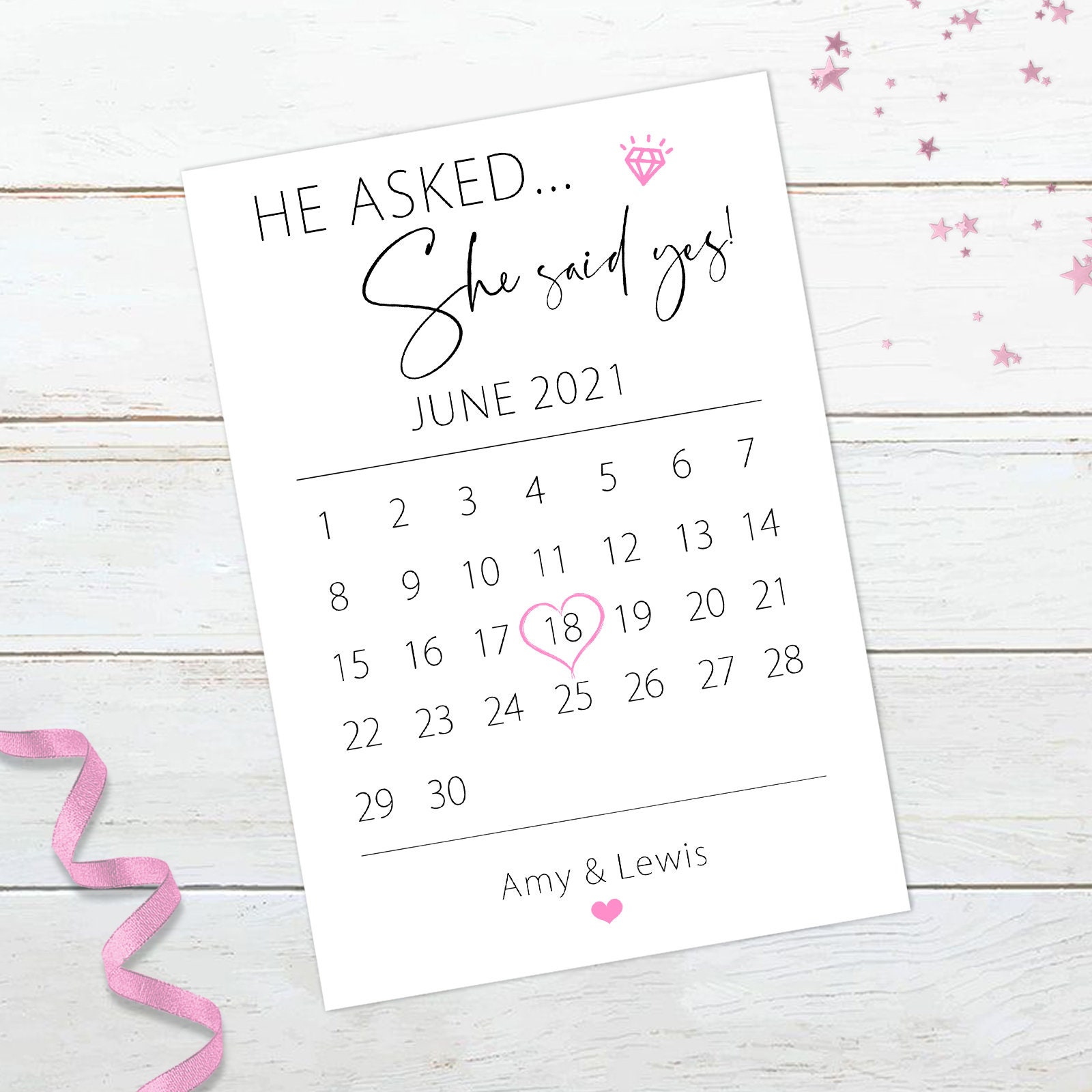 Personalised Engagement Print Custom Wall Art Calendar - Etsy UK