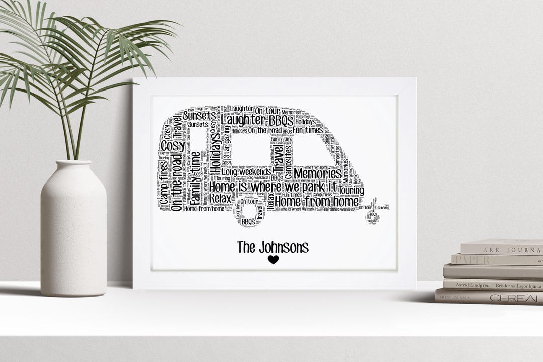 Personalised Caravan Word Art Print, Father's Day, Retirement Gift ...