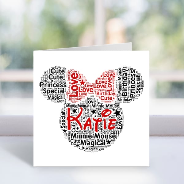 Minnie Mouse Personalised Card - Etsy UK
