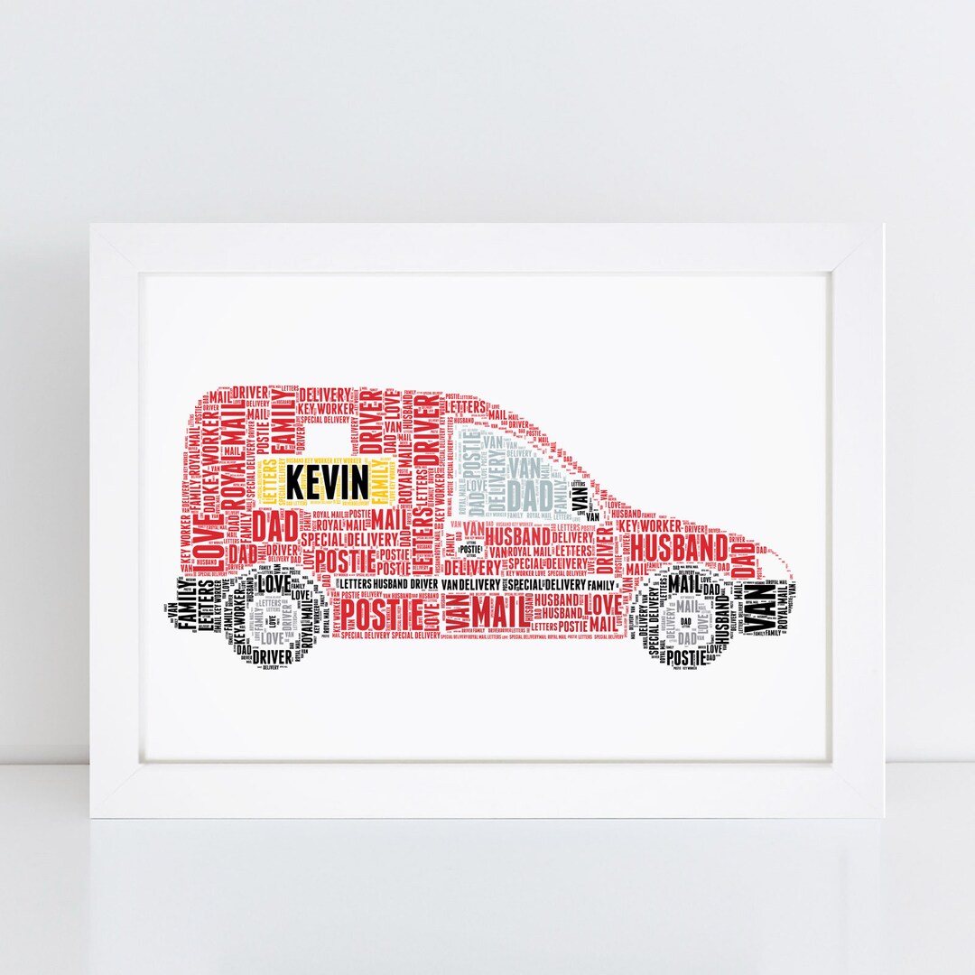 Personalised Post Van Print Custom Word Wall Art Postie - Etsy