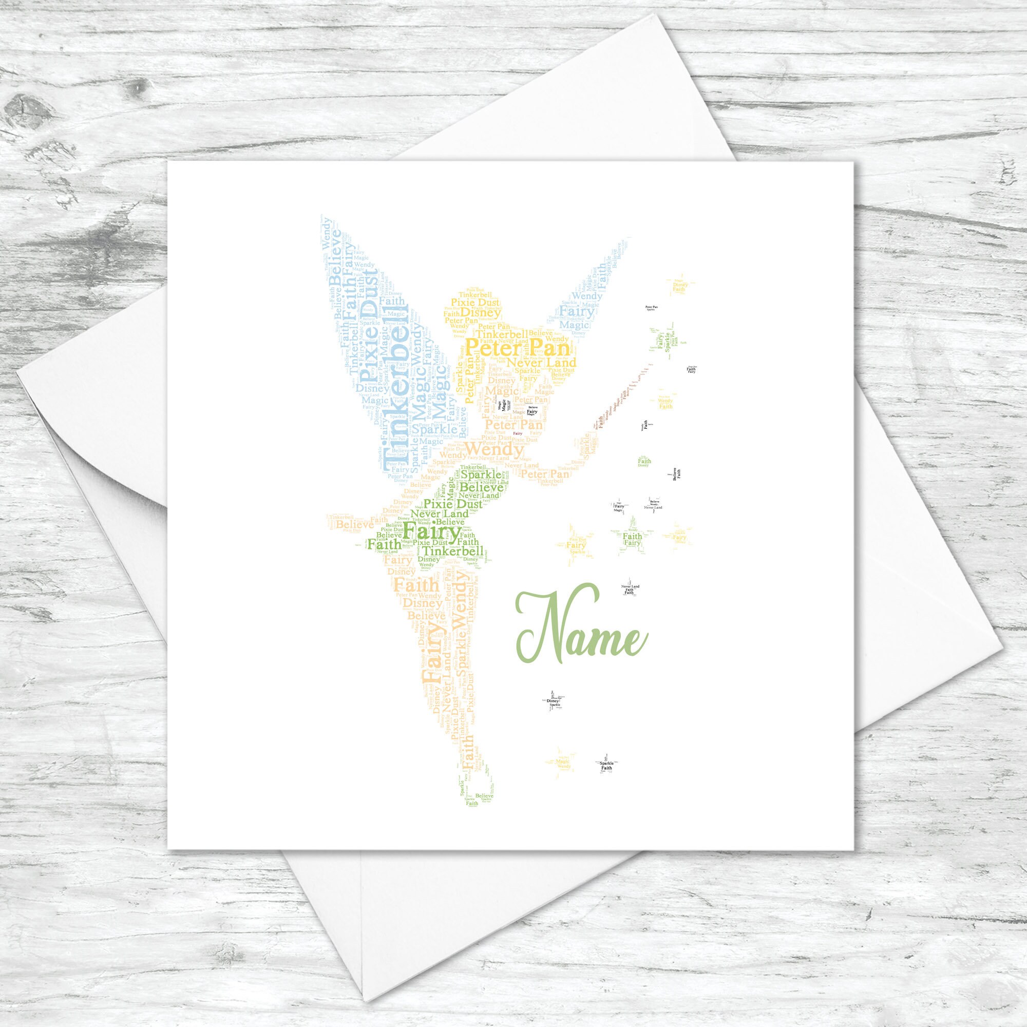 Personalised Tinkerbell Word Art Card Peter Pan Themed - Etsy UK