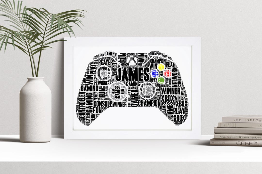 Personalised Xbox Controller Word Art Print, Gamer Gift, Custom Wall ...