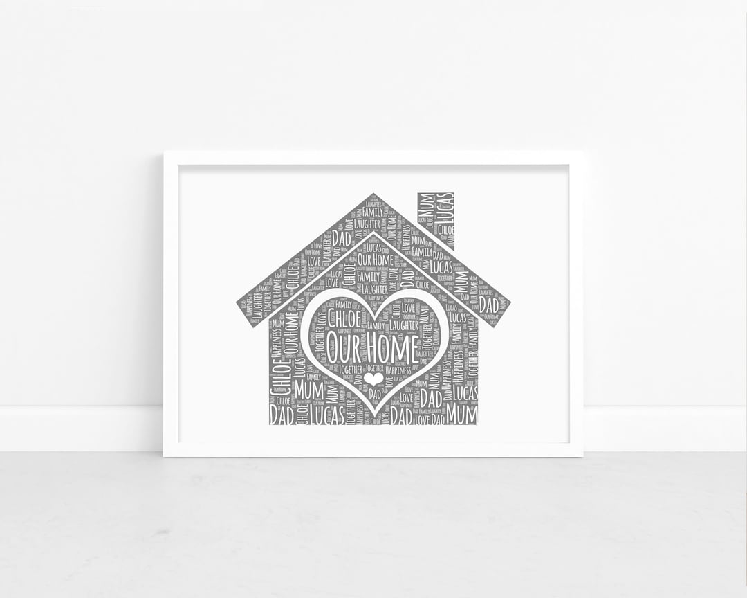 Personalised House Print - New Home Word Wall Art - House Warming Gifts ...