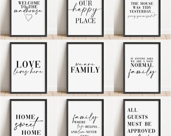 Family Quote Prints, Living Room Wall Art Prints, Unframed Hallway ...