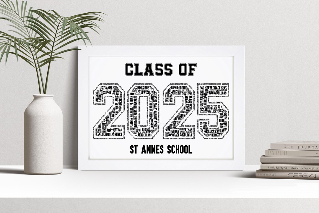 Personalised Class of 2025 Word Art Print, Bulk School Leavers Gift ...