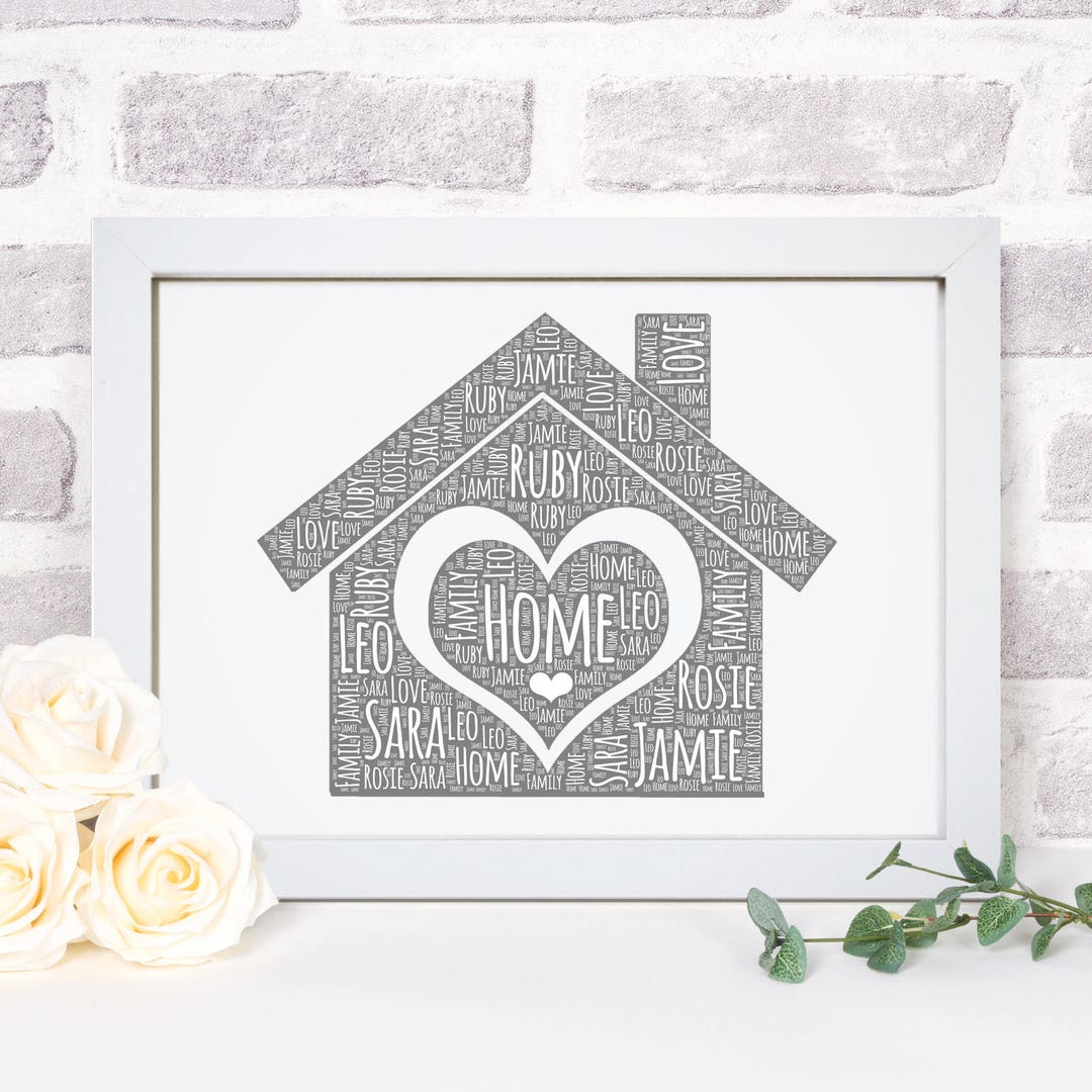 Personalised House Print New Home Word Wall Art House Warming Gifts for ...