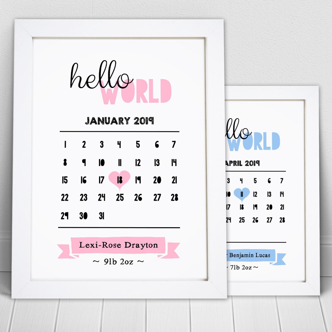 Personalised Hello World Print - Custom Nursery Wall Art - New Baby ...