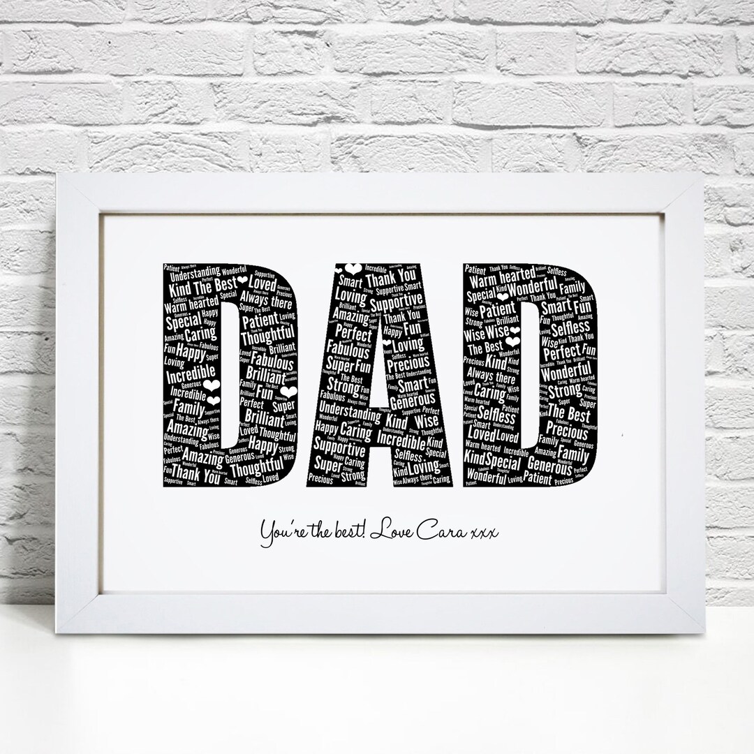 Personalised Dad Print - Word Wall Art Picture - Birthday, Thank You ...
