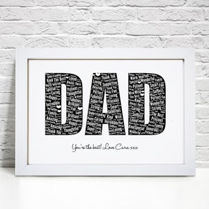Personalised Dad Print - Word Wall Art Picture - Birthday, Thank You ...