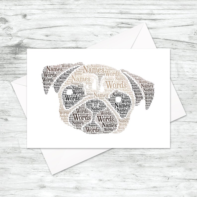 Personalised Pug Print Custom Word Wall Art Picture | Etsy