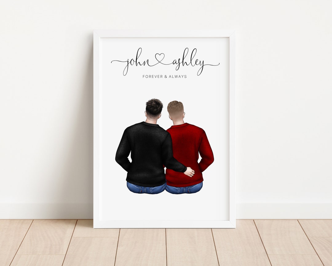 Personalised Gay Couple Print, Couples Gift, Gift for Him, Mr & Mr ...