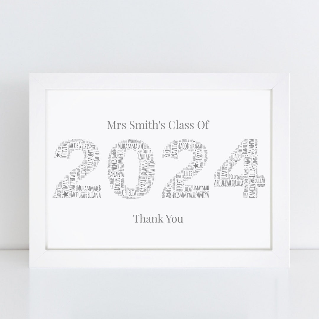 Personalised Class of 2024 Print Teacher Thank You, Leaving, Leavers ...