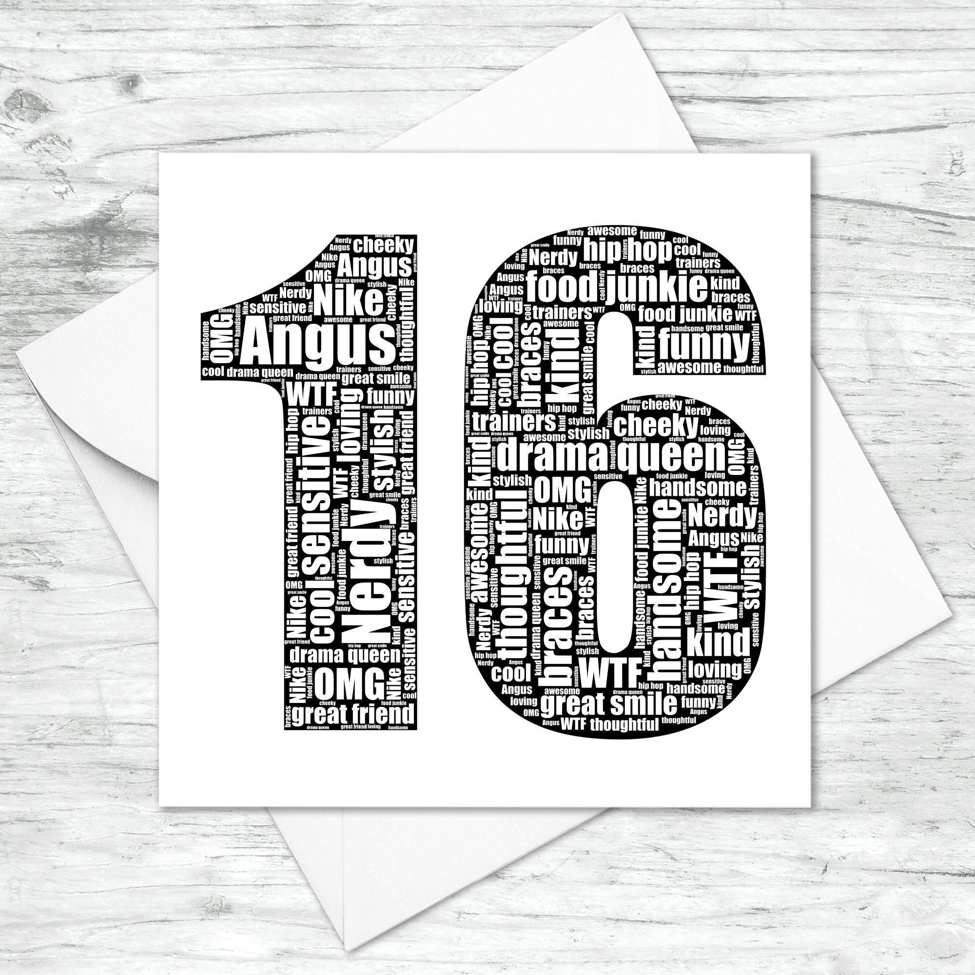 Personalised 16 Word Art Card 16th Birthday Gifts Custom | Etsy