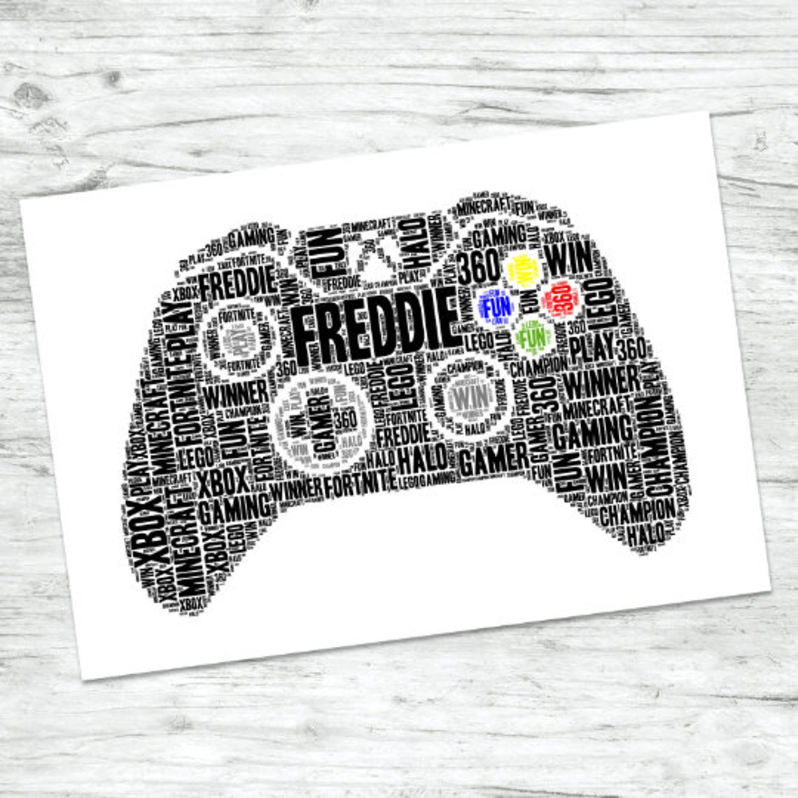 Personalised Gamer Controller Print Games Room Word Wall Art | Etsy UK
