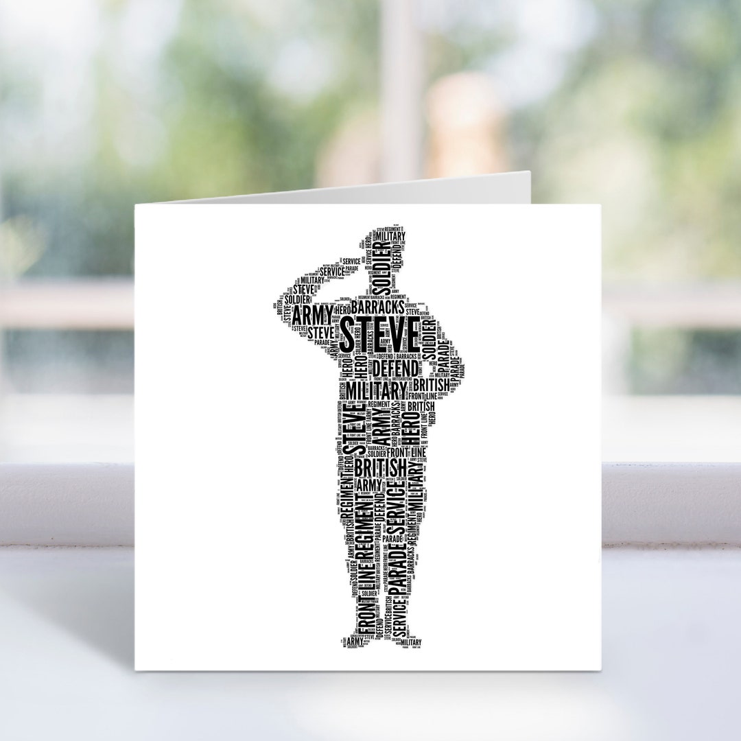 Personalised Army Soldier Card - Custom Word Art Card - Military ...