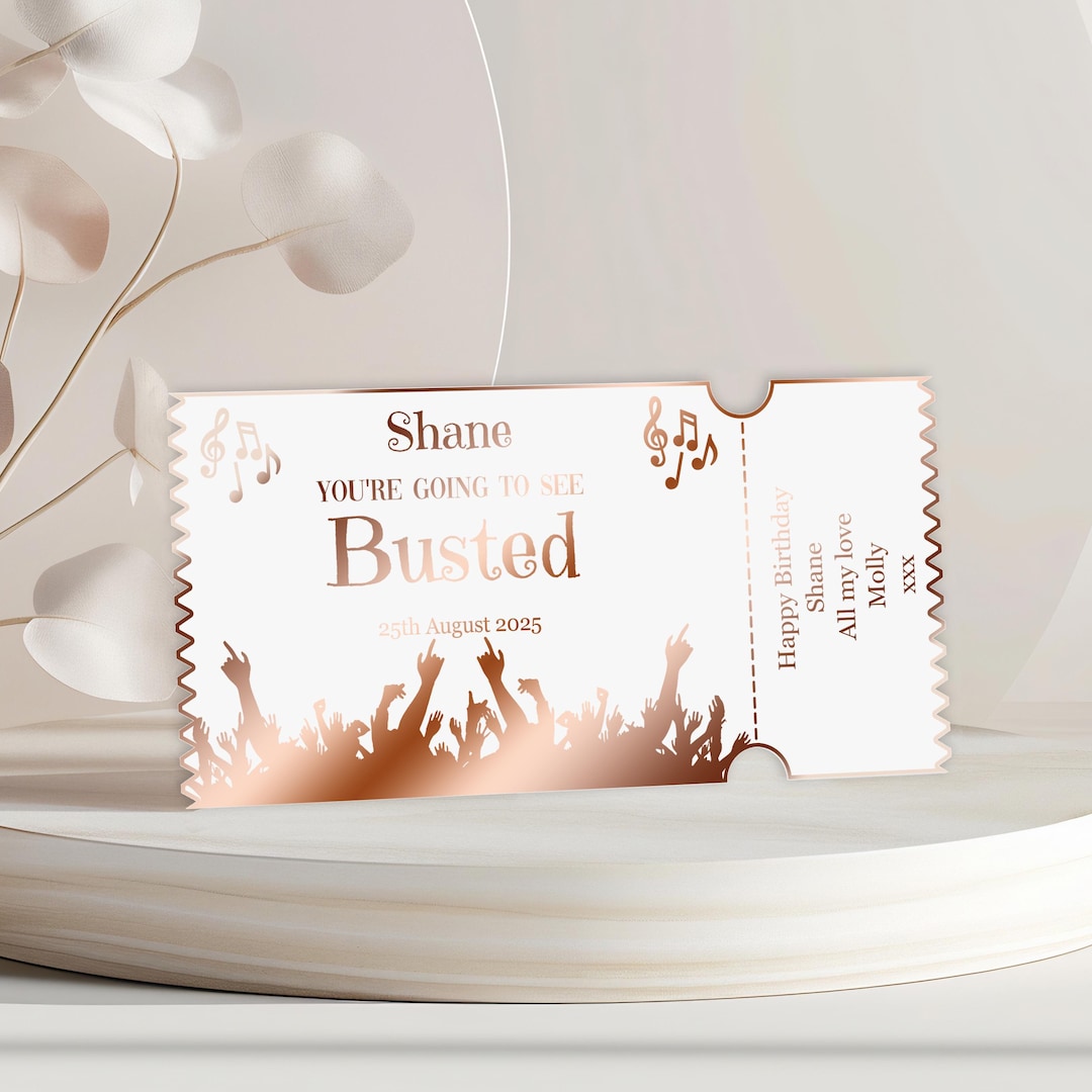 Personalised Foiled Gift Voucher Concert Ticket Custom Gig Ticket ...
