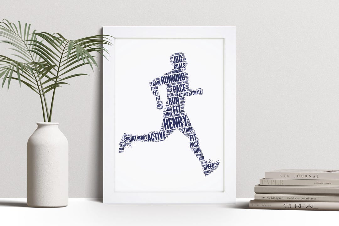 Personalised Male Runner Word Art Print, Running Gift, Custom Wall Art ...