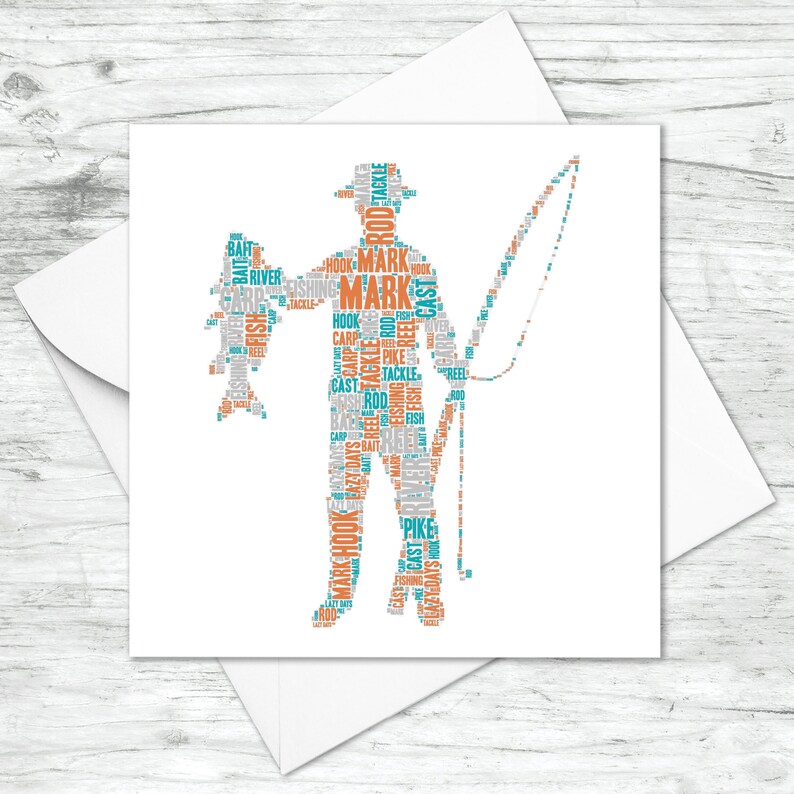 Personalised Fisherman Word Art Card Fishing Themed Birthday - Etsy
