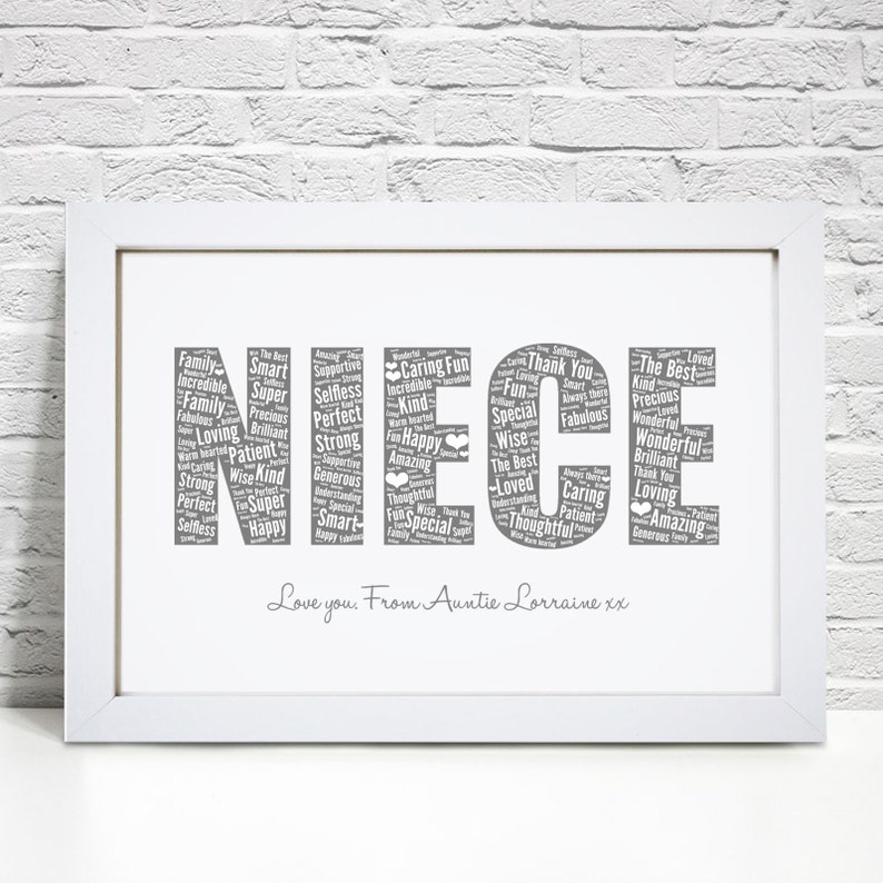 Personalised Niece Print Word Wall Art Picture Special - Etsy