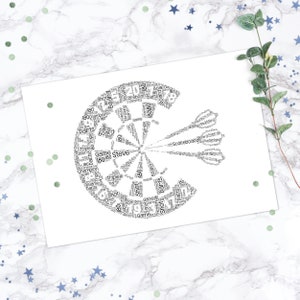 Personalised Dartboard Word Art Print - Darts Sports Themed Birthday ...