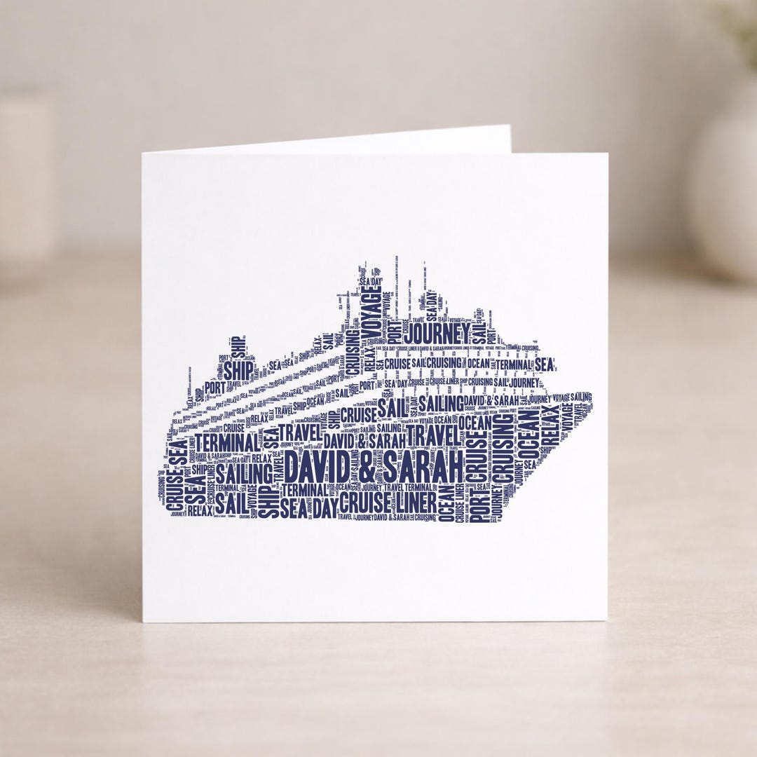 Personalised Cruise Ship Word Art Card - Cruising Keepsake - Etsy UK