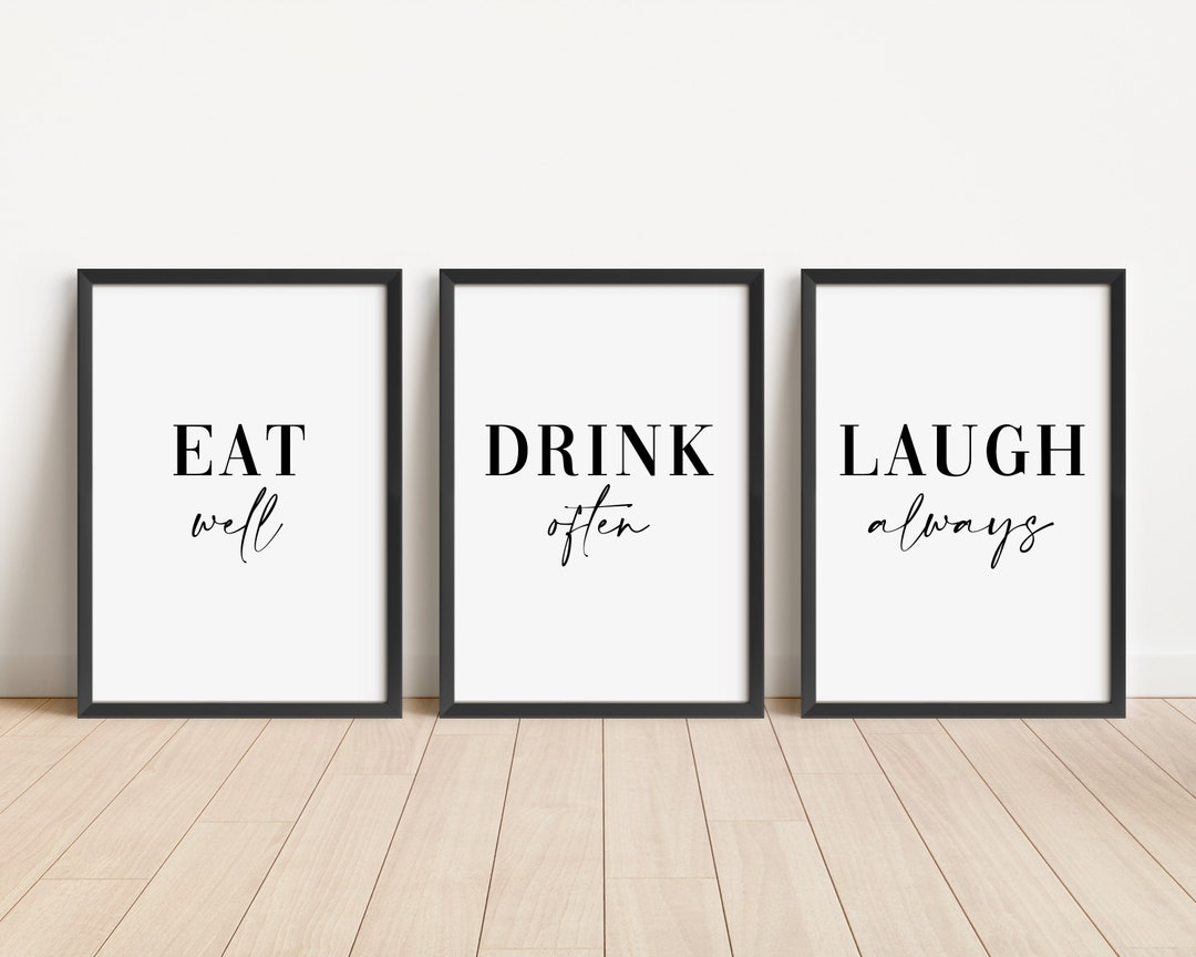 Set of 3 Kitchen Prints, Dining Room Wall Art Prints, Unframed Food ...