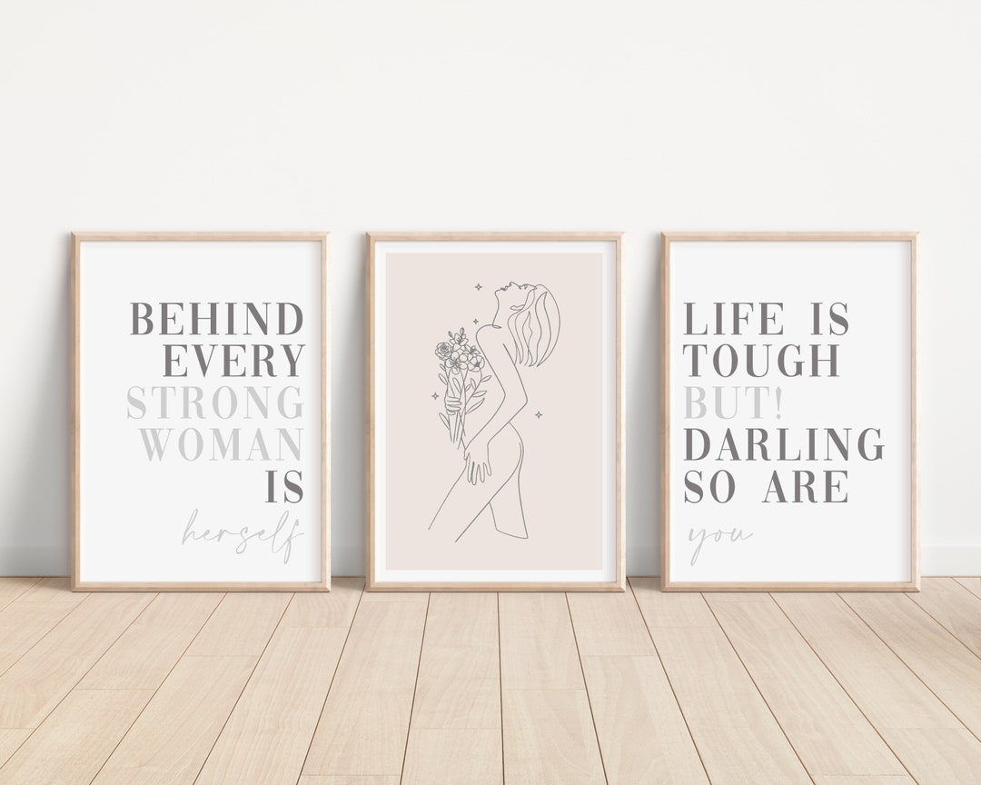 Set of 3 Woman Body Prints, Strong Woman Quote Wall Art Prints ...