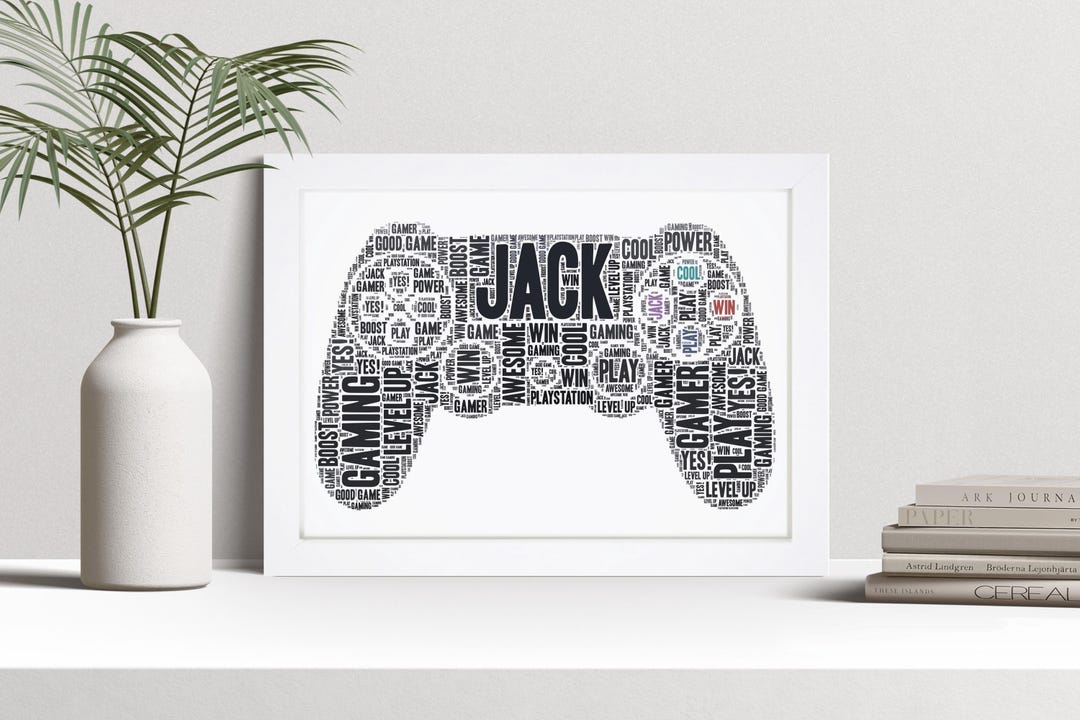 Personalised Playstation Controlle Word Art Print, Gaming, Gamer Gift ...