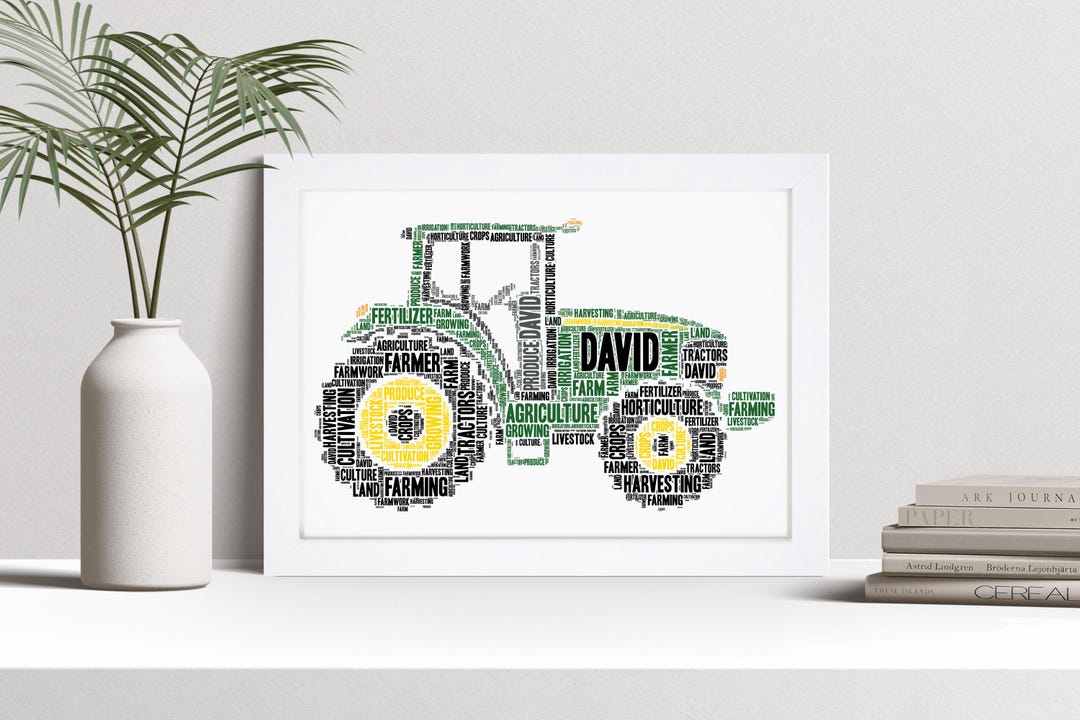 Personalised Tractor Word Art Print, Farming, Farmer Gift, Custom Wall ...