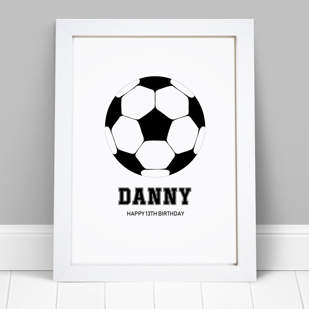 Personalised Football Print - Custom Wall Art Frame - Birthday Gifts ...