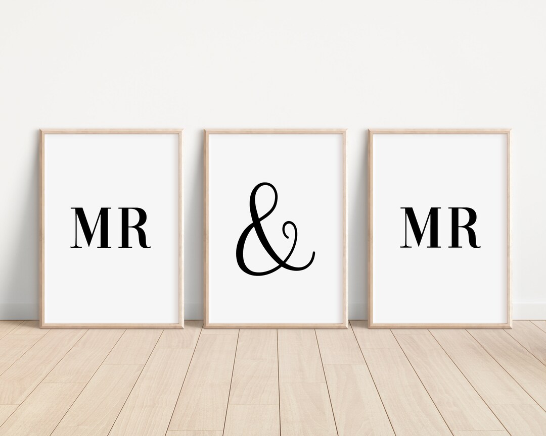 Set of 3 Bedroom Prints, Mr and Mr Wall Art Prints, Unframed Same Sex ...
