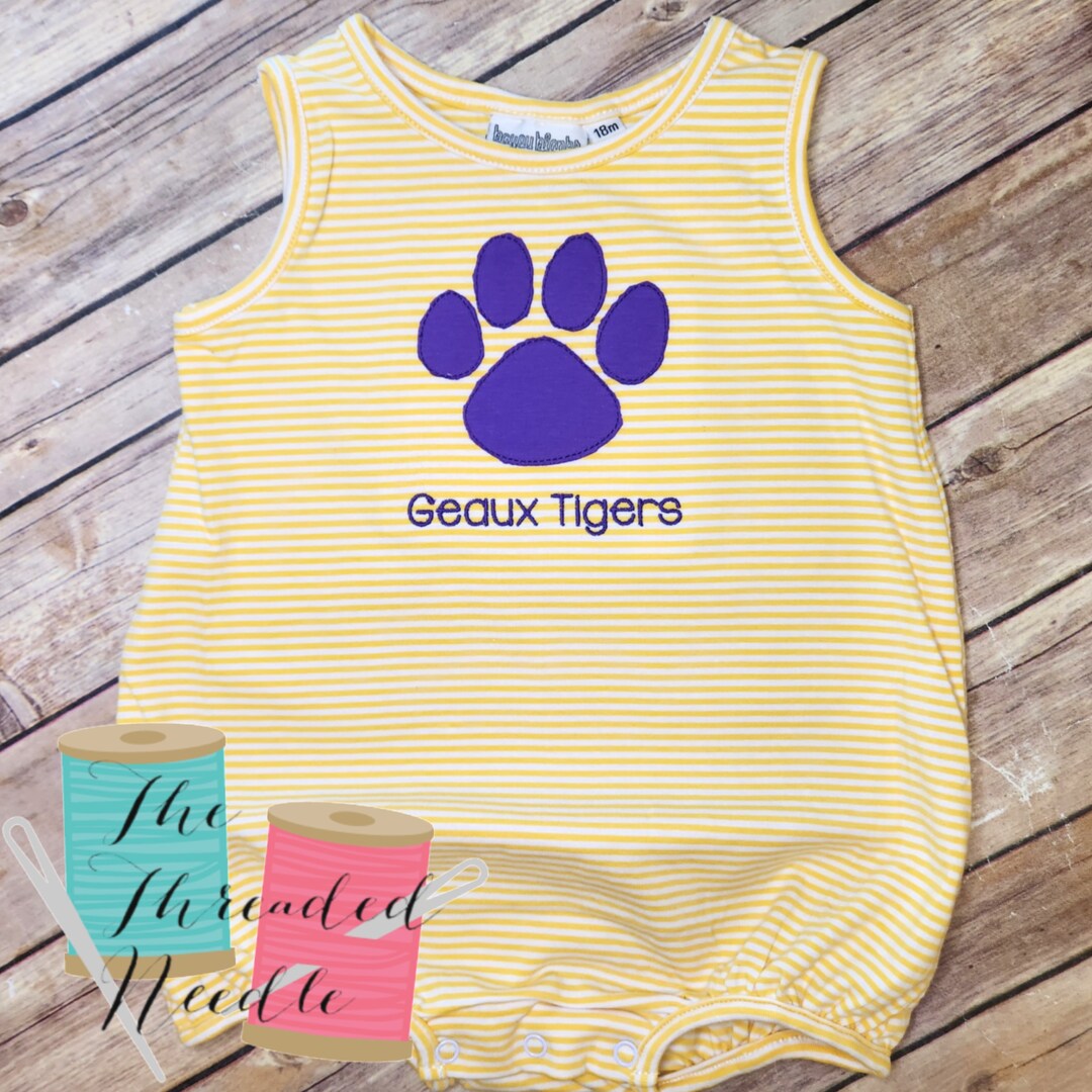 Yellow Baby Boy Bubble - Purple Stripe Bubble - Tigers Bubble - Tiger Paw Bubble - Baby Boy ...