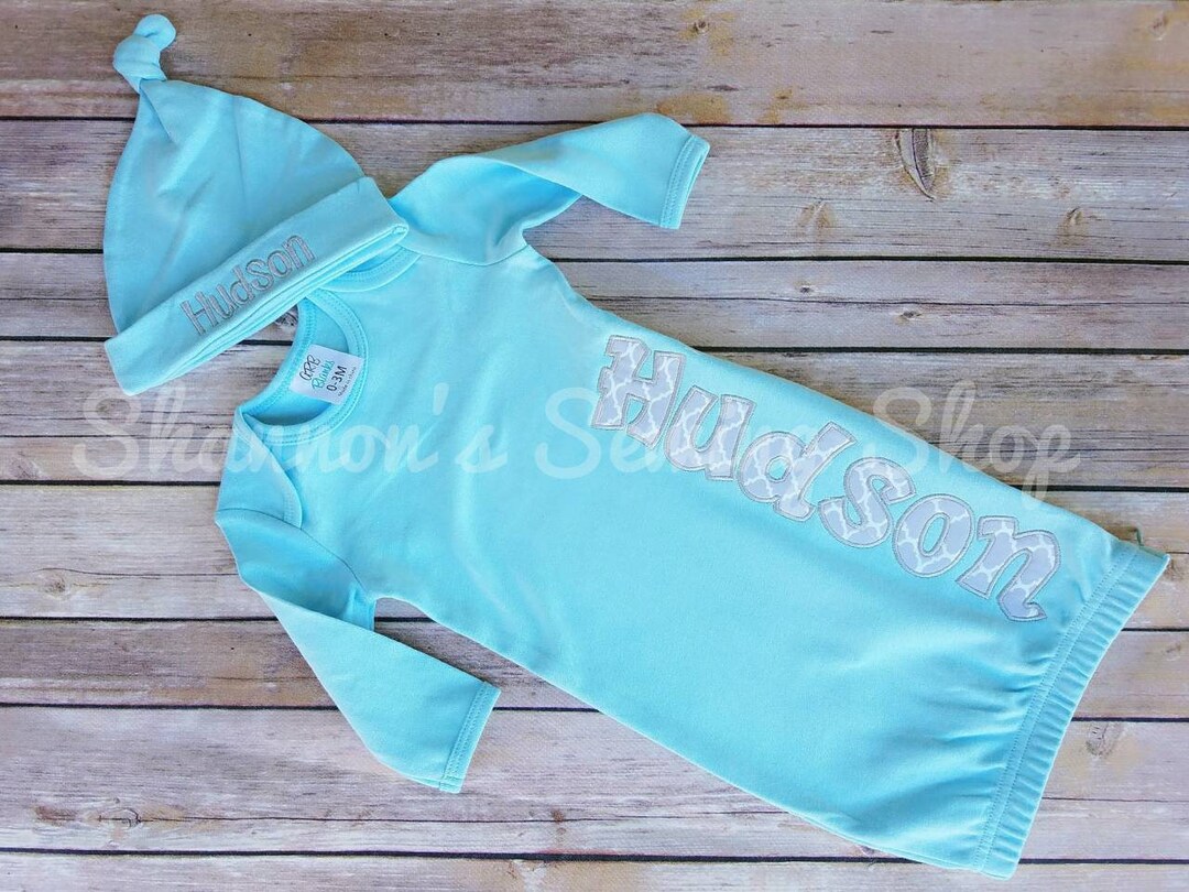 Boys Monogrammed Baby Gown - Monogram Baby Gown - Boys Coming Home ...