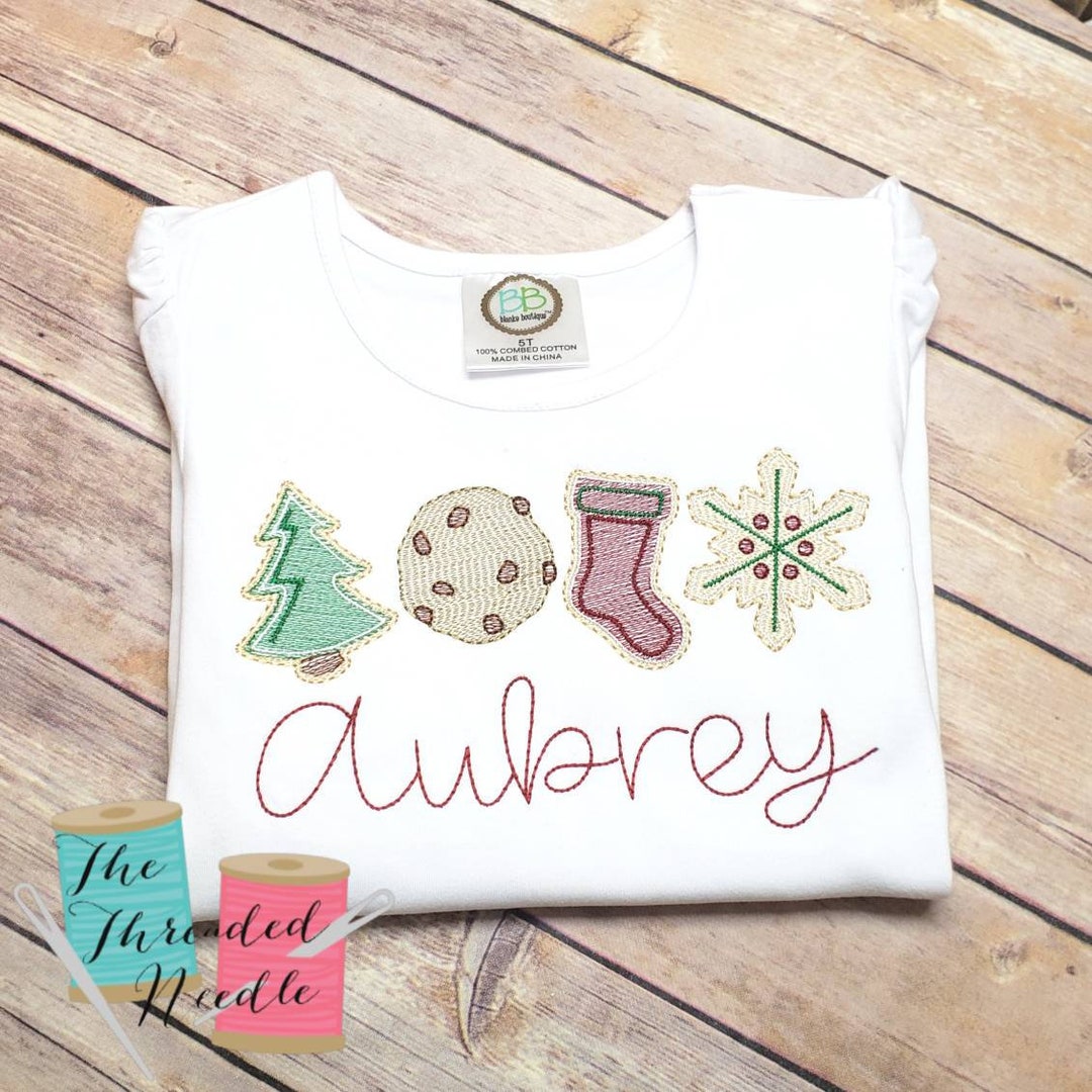 Girls Christmas Shirt - Kids Holiday Shirt - Holiday Embroidery ...