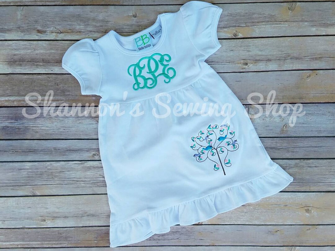 Girls Monogrammed Dress, Spring Ruffle Dress, Easter Ruffle Dress ...