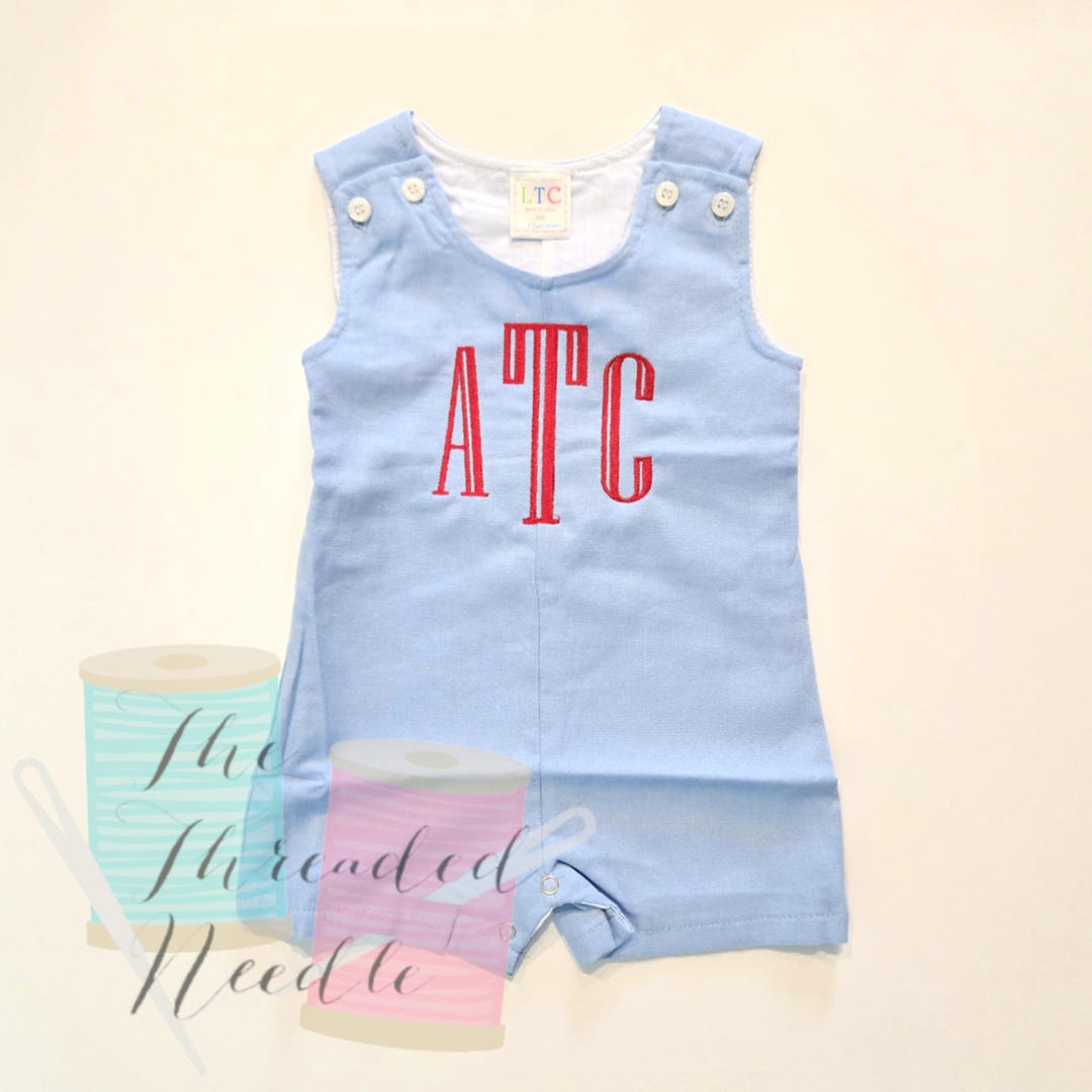 Baby Boy Monogrammed Jon Jon - Blue Jon Jon - Linen Feel Jon Jon - Baby ...