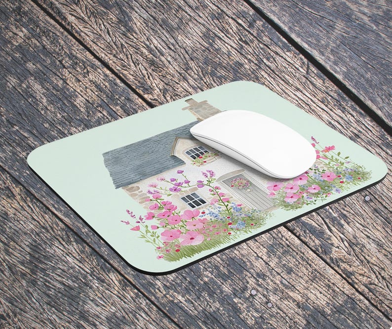 Charming Floral Cottage Mouse Pad, Cute Home Office Decor, Gift for ...