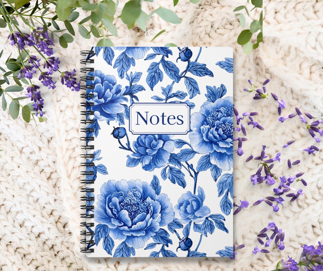 Blue Peony Spiral Notebook: Elegant Floral Design - Etsy