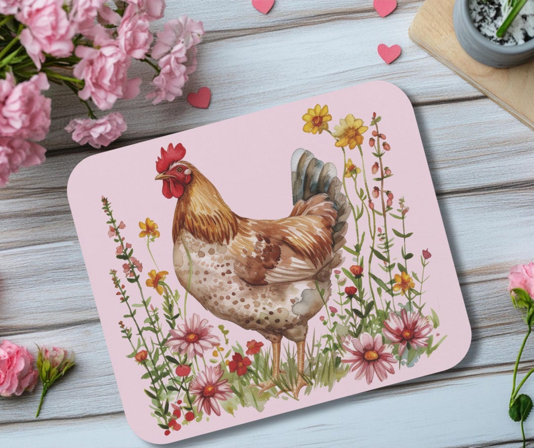 Pretty Chicken Mouse Pad: Whimsical Office Desk Accessory - Etsy