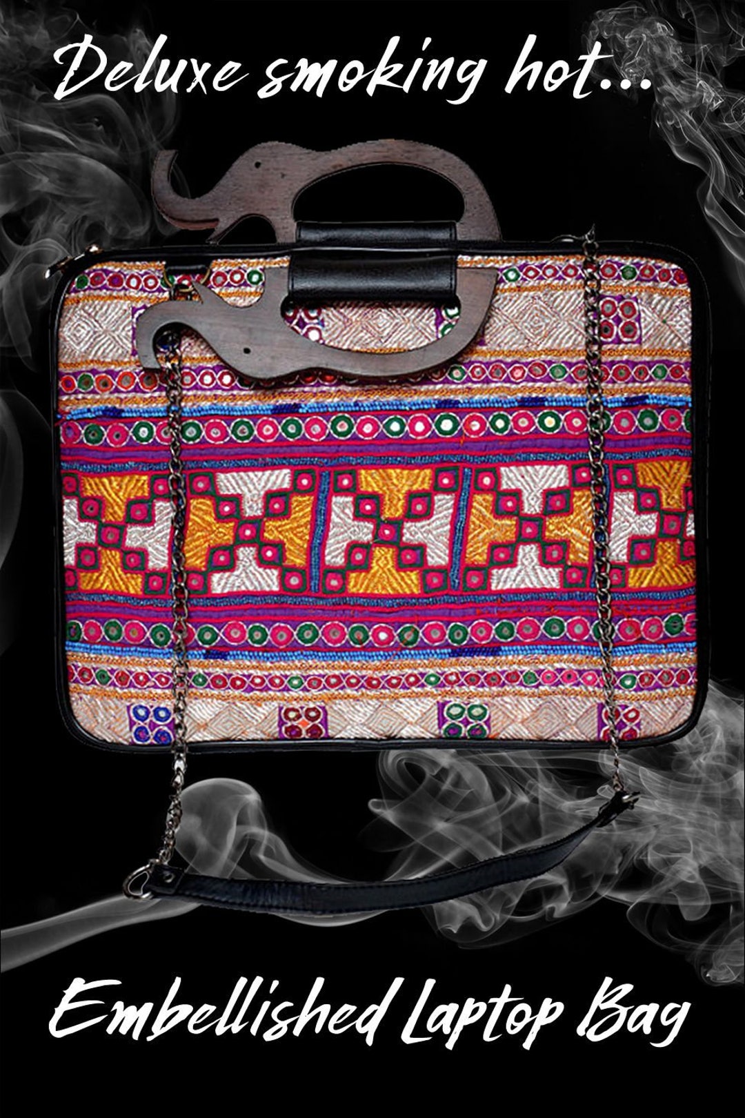 Vintage Boho Vegan Leather Patchwork Laptop Briefcase-style Bag With ...