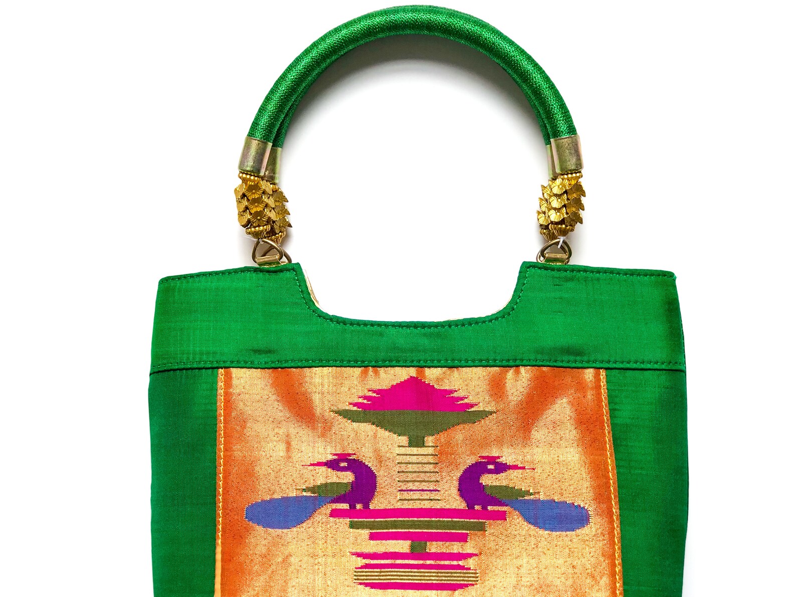 Pure Silk Handbag With Paithani Hand Woven Zari Brocade - Etsy