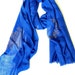 Sparkling Pure Cashmere Royal Blue Scarf With One-of -a-kind Floral ...