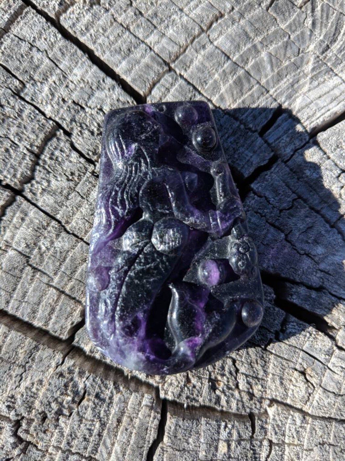 Purple Fluorite Carved Mermaid Stone Chakra Stones Third Eye Chakra ...