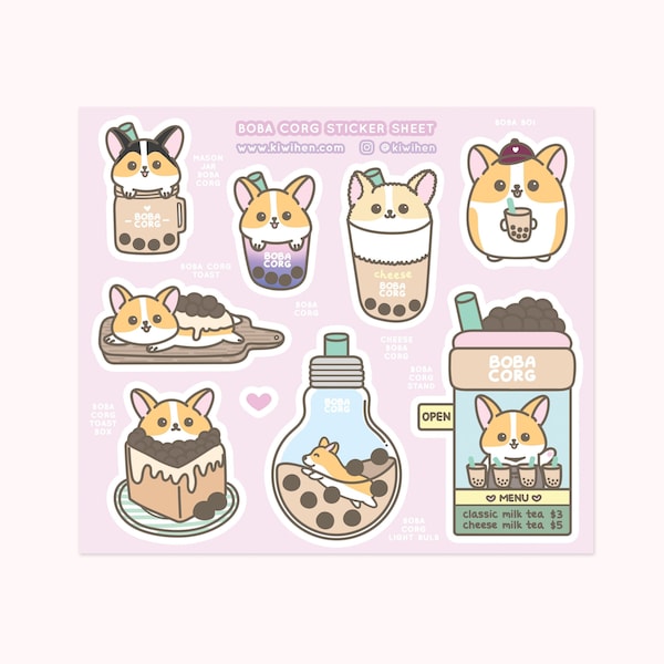Corgi Boba Stickers - Etsy