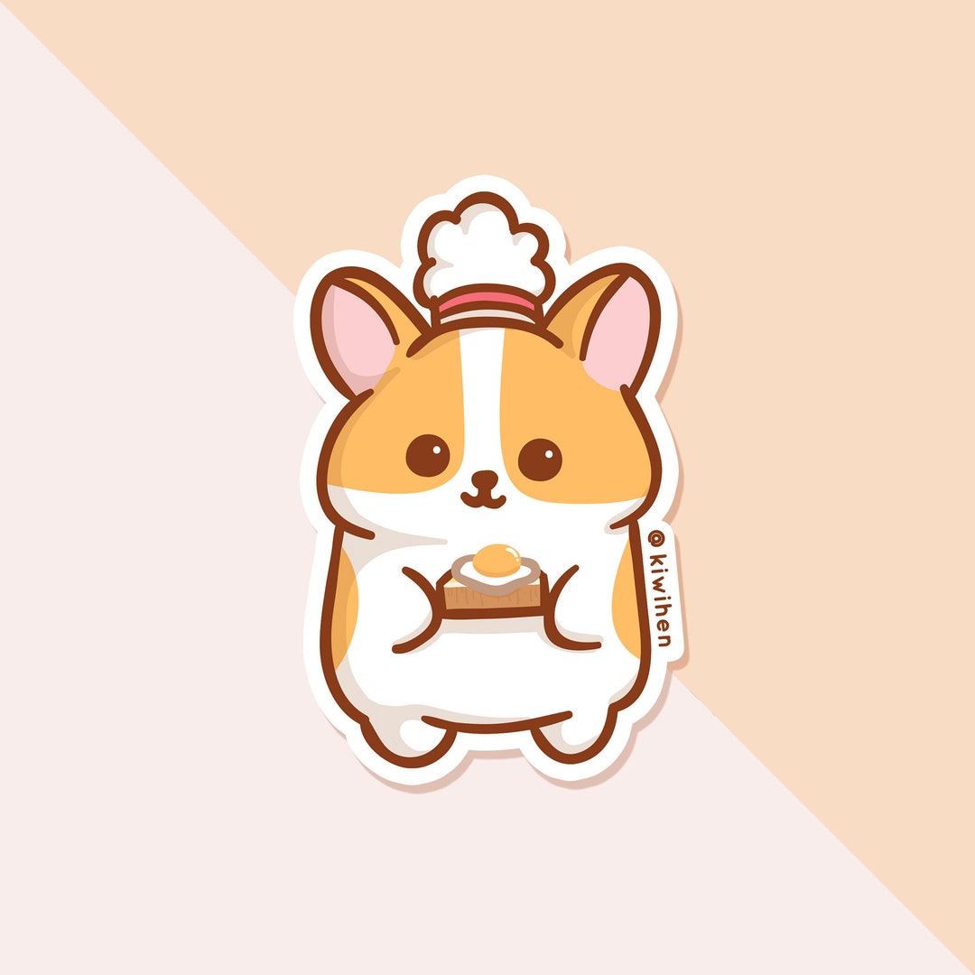 Corgi Baker Sticker, Corgi Sticker, Dog Stickers, Cute Stickers, Bread ...
