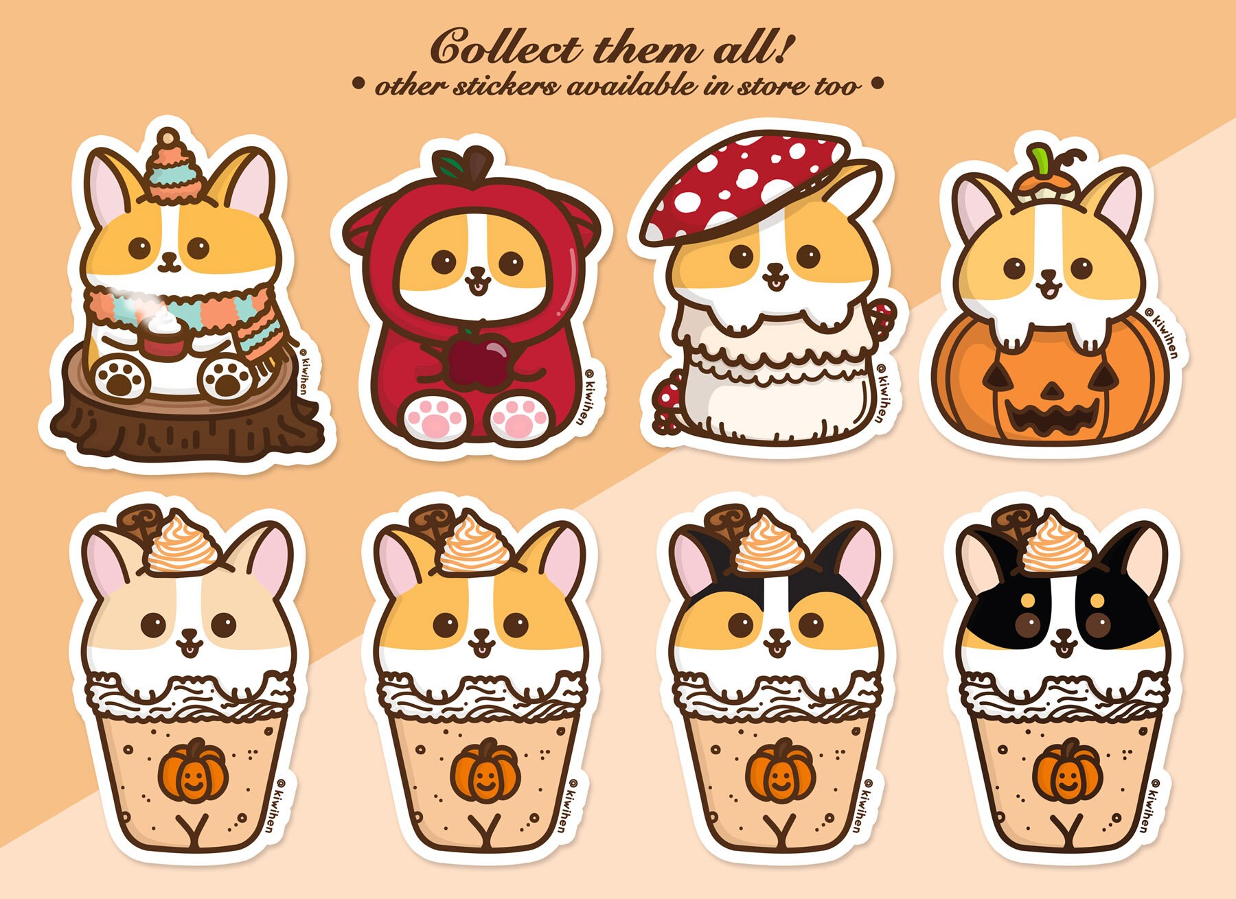 Apple Corgi Vinyl Sticker Corgi Sticker Apple Sticker Fall - Etsy