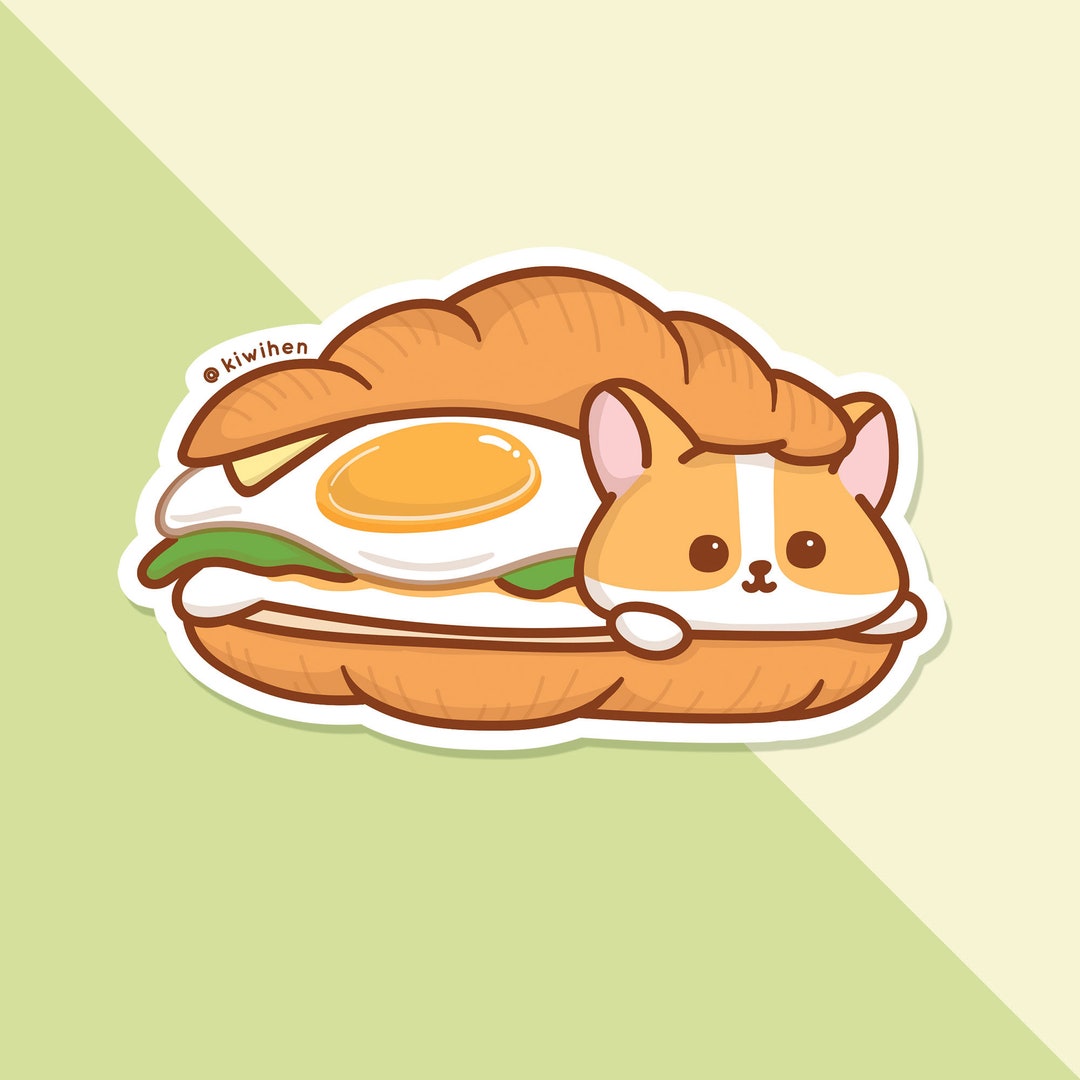 Corgi Egg Croissant Sticker, Corgi Sticker, Dog Stickers, Cute Stickers ...